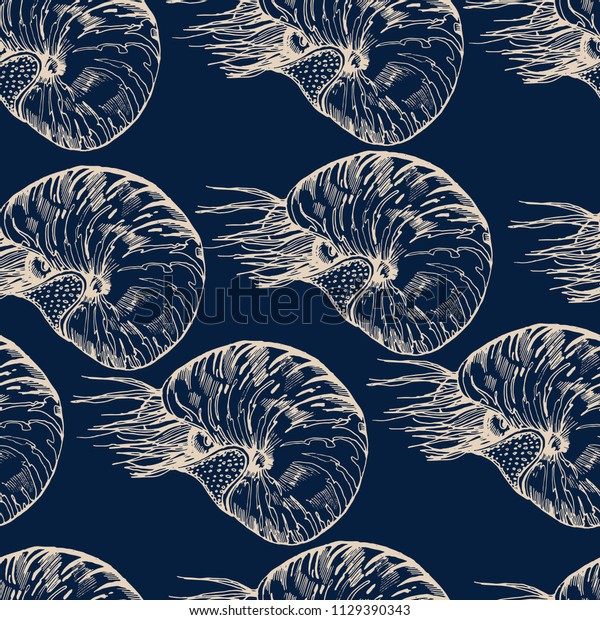 Nautilus Seamless Pattern Your Design Textile Stock Vector (Royalty ...