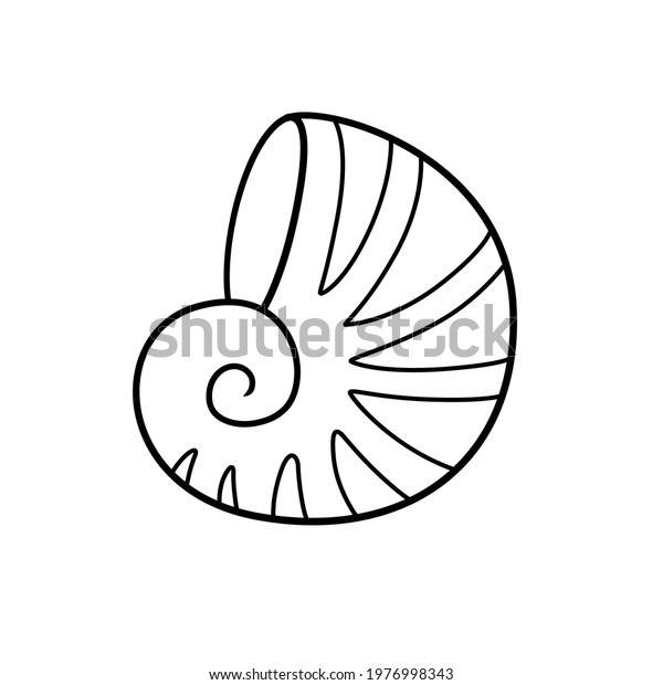 Nautilus Shell Outlined Coloring Page Isolated Stock Vector (Royalty ...