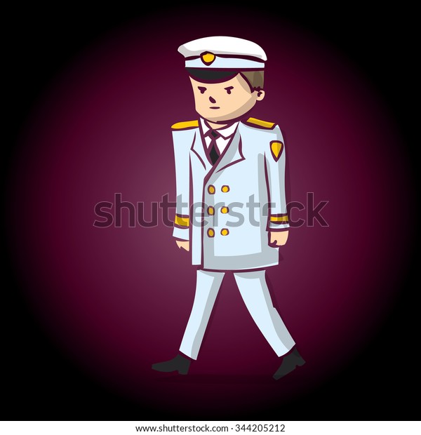 Naval Officer Captain Hand Drawn Cartoon Stock Vector (Royalty Free ...