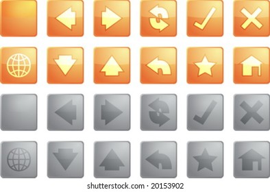 Navigation Icon Set Glossy Buttons Enabled Stock Vector (Royalty Free ...