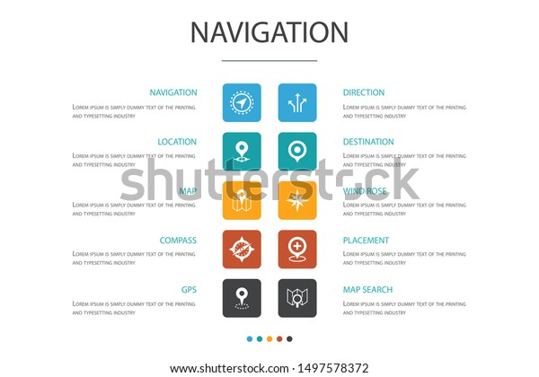 Navigation Infographic Cloud Design Templatelocation Map Stock Vector ...