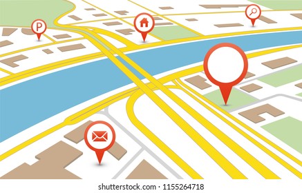 Navigation Map City Map Stock Vector (Royalty Free) 1155264718 ...