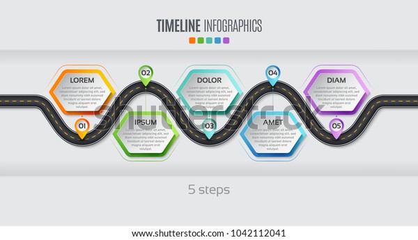 Navigation Map Infographic 5 Steps Timeline Stock Vector (Royalty Free ...