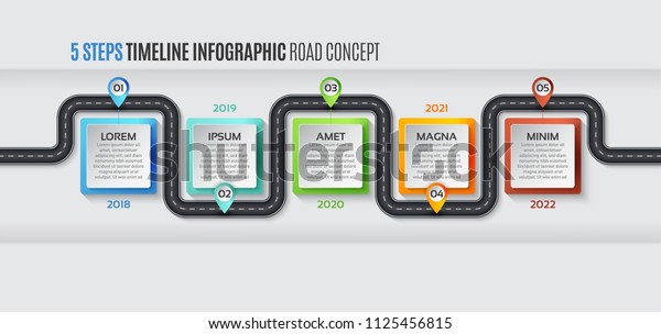 Navigation Map Infographic 5 Steps Timeline Stock Vector (Royalty Free ...
