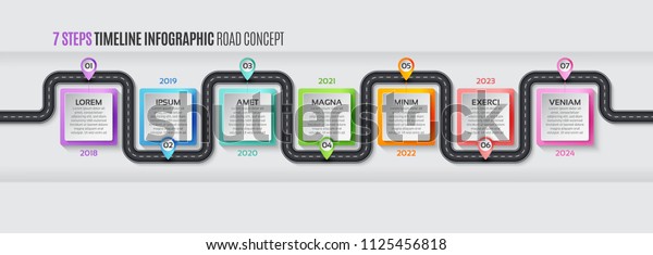 Navigation Map Infographic 7 Steps Timeline Stock Vector (Royalty Free ...