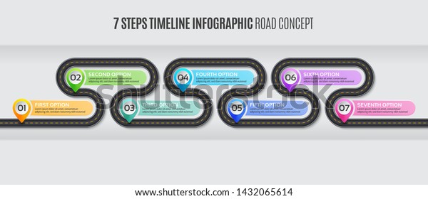 Navigation Map Infographic 7 Steps Timeline Stock Vector (Royalty Free ...