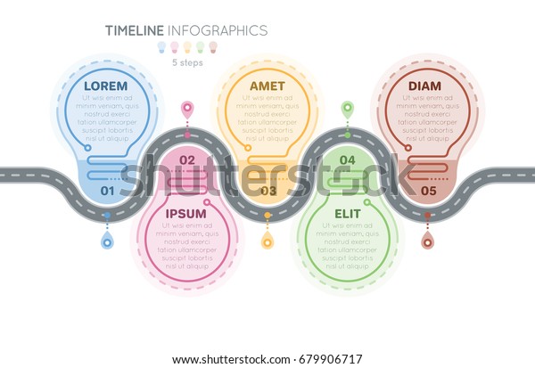Navigation Map Infographics 5 Steps Timeline Stock Vector (Royalty Free ...