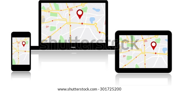 Navigation Map On On Modern Digital Stock Vector (Royalty Free ...