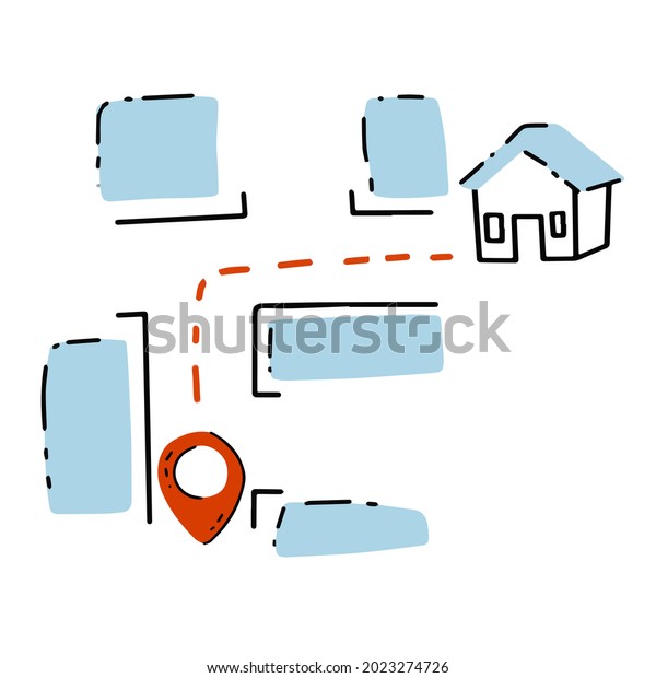 Navigation Map Route Point House Delivery Stock Vector (Royalty Free ...