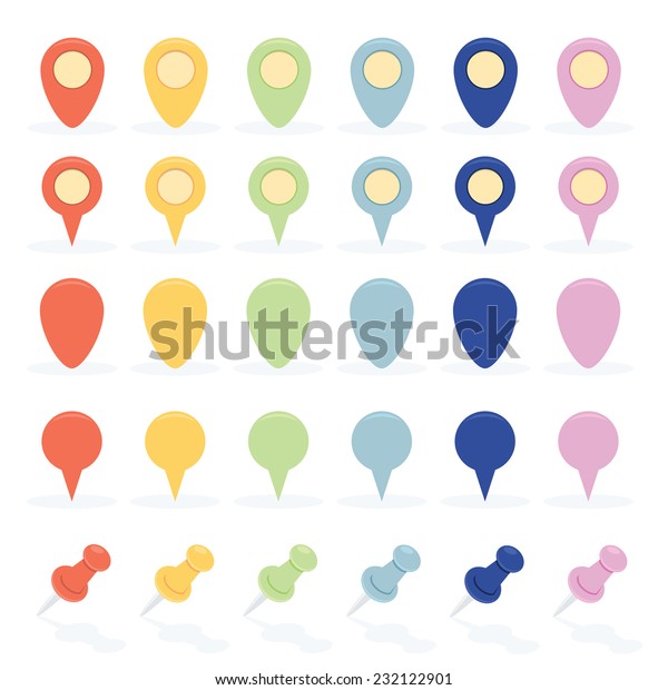 Navigation Markers Flat Style Set Maps Stock Vector (Royalty Free ...