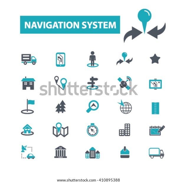 Navigation System Icons Stock Vector (Royalty Free) 410895388 ...