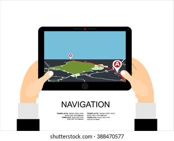 Navigation Traveling Map Pointer Location Finding Stock Vector (Royalty ...