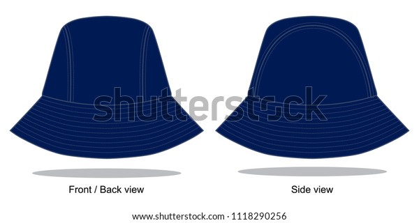 Navy Blue Bucket Hat Template Stock Vector (Royalty Free) 1118290256