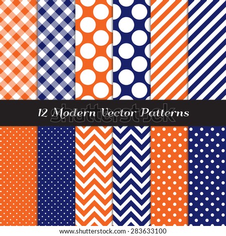 Navy Blue Orange White Polka Dots Stock Vector (Royalty Free) 283633100 ...