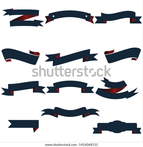 Navy Blue Red Ribbon Set Inisolated Stock Vector (Royalty Free ...