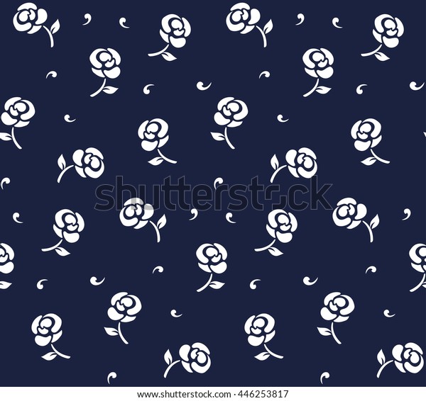 Navy Blue Seamless Pattern Little White Stock Vector (Royalty Free ...
