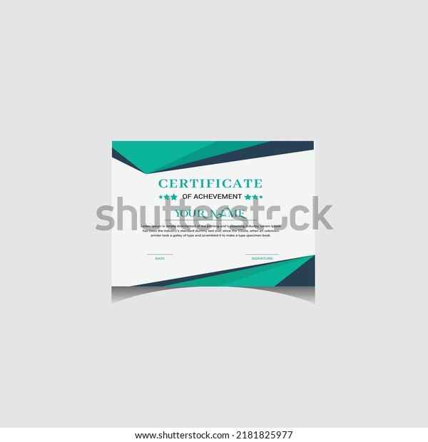 Navy Blue Turquoise Certificate Stock Vector (Royalty Free) 2181825977 ...