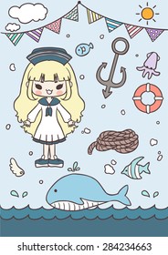 Navy Girl Cute Vector Stock Vector (Royalty Free) 284234663