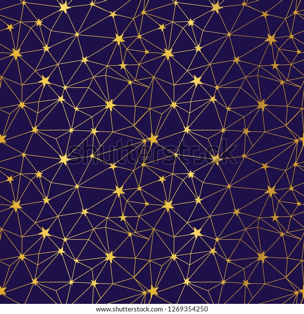 Navy Gold Stars Network Seamless Pattern Stock Vector (Royalty Free ...