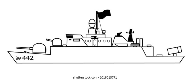 Navy Ship Two Main Gun Guided Stock Vector (Royalty Free) 1019015791 ...
