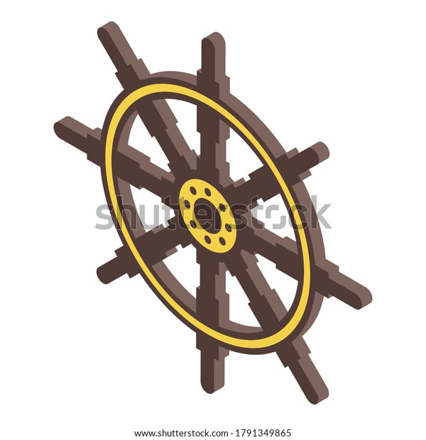 Navy Ship Wheel Icon Isometric Navy Stock Vector (Royalty Free ...