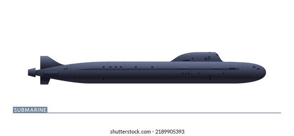 Navy Submarine Side View Isolated On Stock Vector (Royalty Free ...