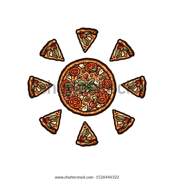Neapolitan Pizza Illustration Using Hand Drawing Stock Vector (Royalty ...