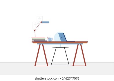 Creative Minimal Workspace Modern Office Desk Stock Illustration ...