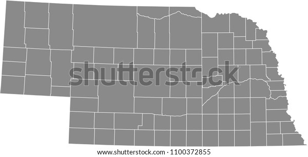 Stock vektor „Nebraska County Map Vector Outline Gray“ (bez autorských ...
