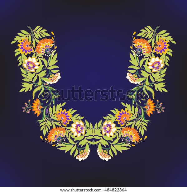 Neck Line Embroidery Designs Middle Ages: vector de stock (libre de ...