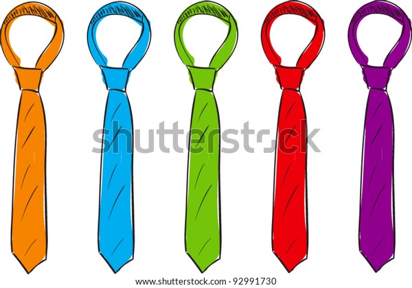 Neckties Set Cartoon Sketch Vector Illustration Stock Vector (Royalty ...