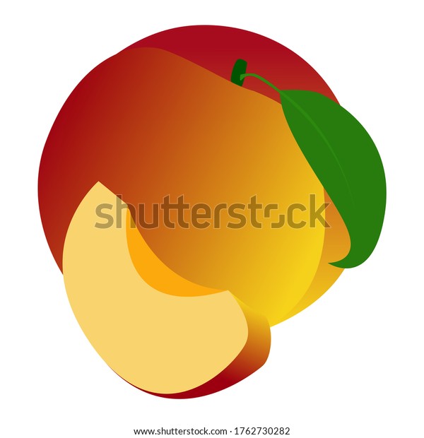 Nectarine Fruit Cut Fruit Vector Illustration Stock Vector (Royalty ...