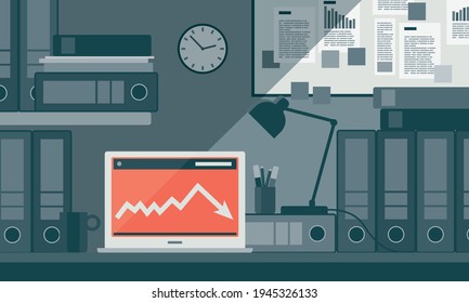 Negative Financial Chart On Laptop Business Stock Vector (Royalty Free ...
