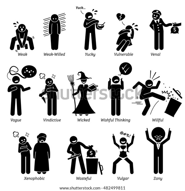 Rasgos de Personalidades Negativas. Iconos de hombre de figuras palas ...