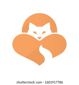 Negative Space Fox Heart Moon Stock Vector (Royalty Free) 1601917786 ...