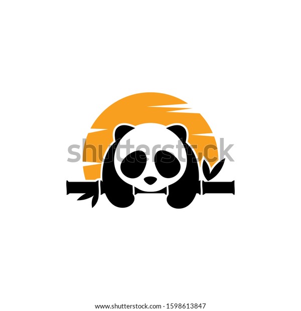 Negative Space Panda Climbing On Bamboo Stock Vector (Royalty Free ...