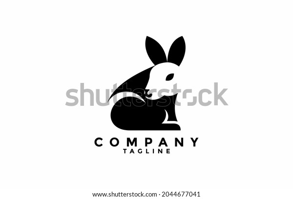 Negative Space Rabbit Logo Design Stock Vector (Royalty Free ...