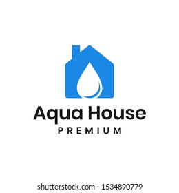 Negative Space Water Drop House Logo Stock Vector (Royalty Free ...