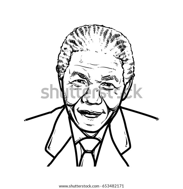 Nelson Mandela Hand Drawing Outline Nelson 스톡 벡터(로열티 프리) 653482171 ...