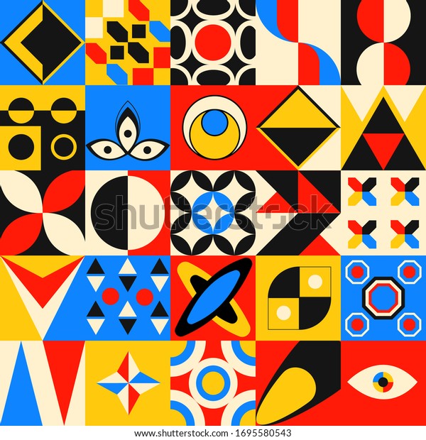 Neo Geo Geometric Pattern Colorful Seamless Stock Vector (Royalty Free ...