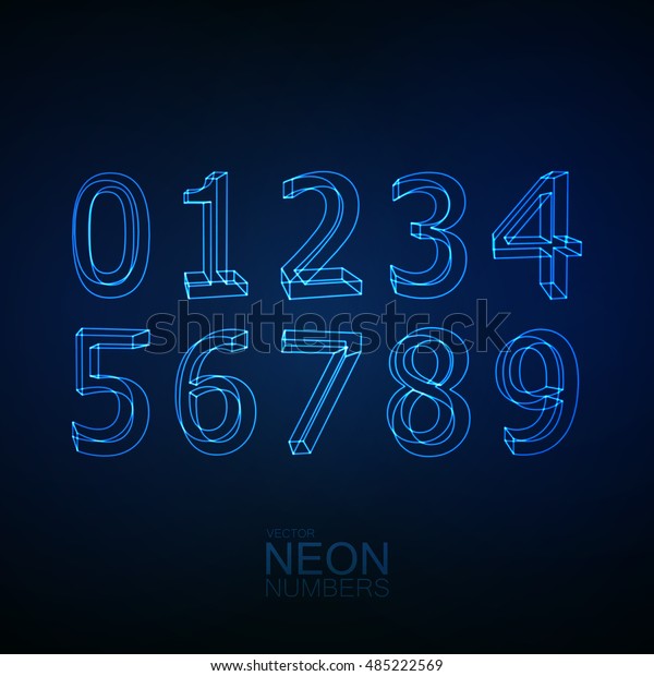 Neon 3d Number Set Typographic Element Stock Vector (Royalty Free ...