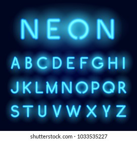 Neon Alphabet Vector Realistic Glowing Letters Stock Vector (Royalty ...