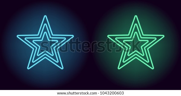 Neon blue and green star. Vector illustration of neon star consisting ...