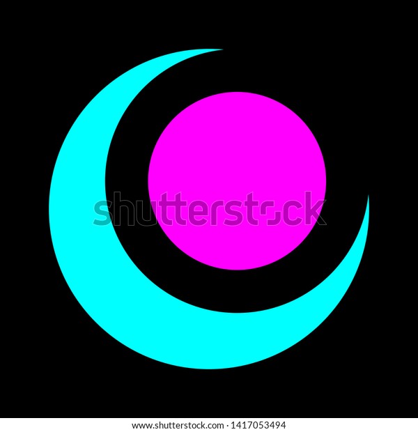 Neon Blue Moon Pink Sphere Flat Stock Vector (Royalty Free) 1417053494 ...
