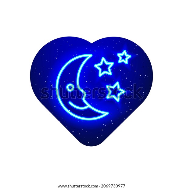 Neon Blue Moon Star Icon Realistic Stock Vector (Royalty Free ...