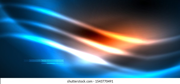 Neon Blue Orange Abstract Waves Background Stock Vector (Royalty Free ...