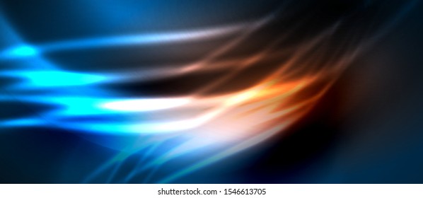 Neon Blue Orange Abstract Waves Background Stock Vector (Royalty Free ...