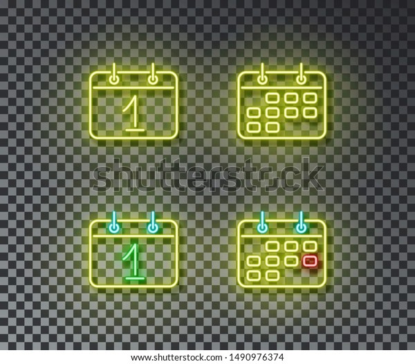 Neon Calendar Signs Vector Isolated On: vector de stock (libre de ...