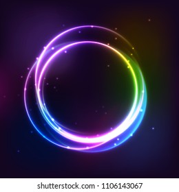 Neon Circle Round Frame Glowing Light Stock Vector (Royalty Free ...