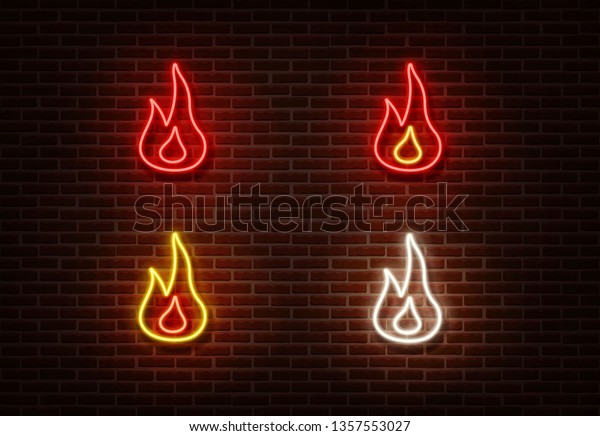 Neon Color Fire Sign Vector Isolated Stock Vector (Royalty Free ...